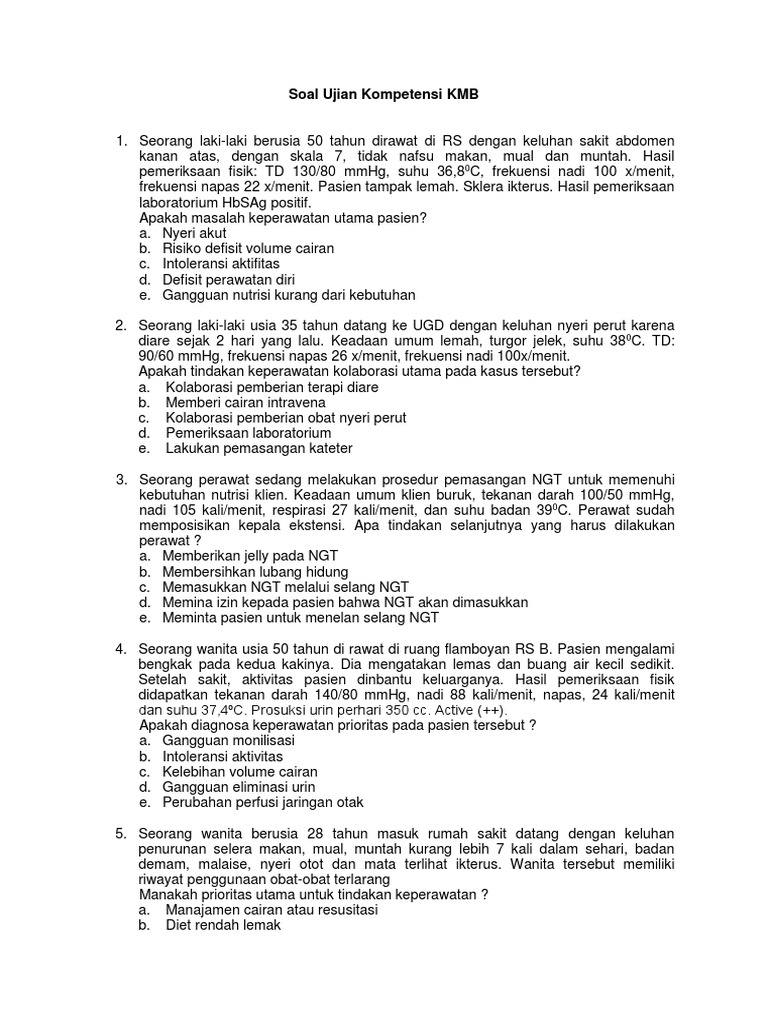 Soal Ujian Kompetensi KMB 2 | PDF | Kesehatan Holistik