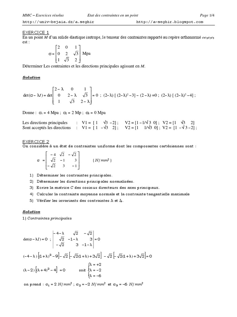MMC Exo Corriger | PDF | Géométrie | Mécanique newtonienne