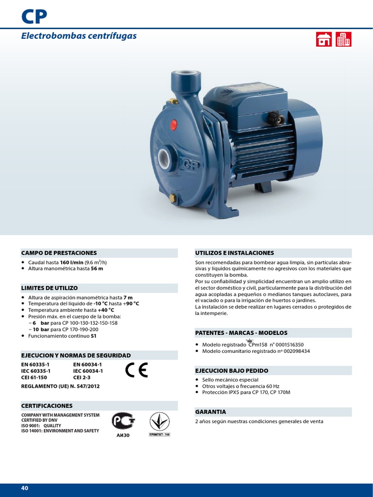 Bomba CPM 158 PDF | PDF | Cantidades fisicas | Energía y recursos