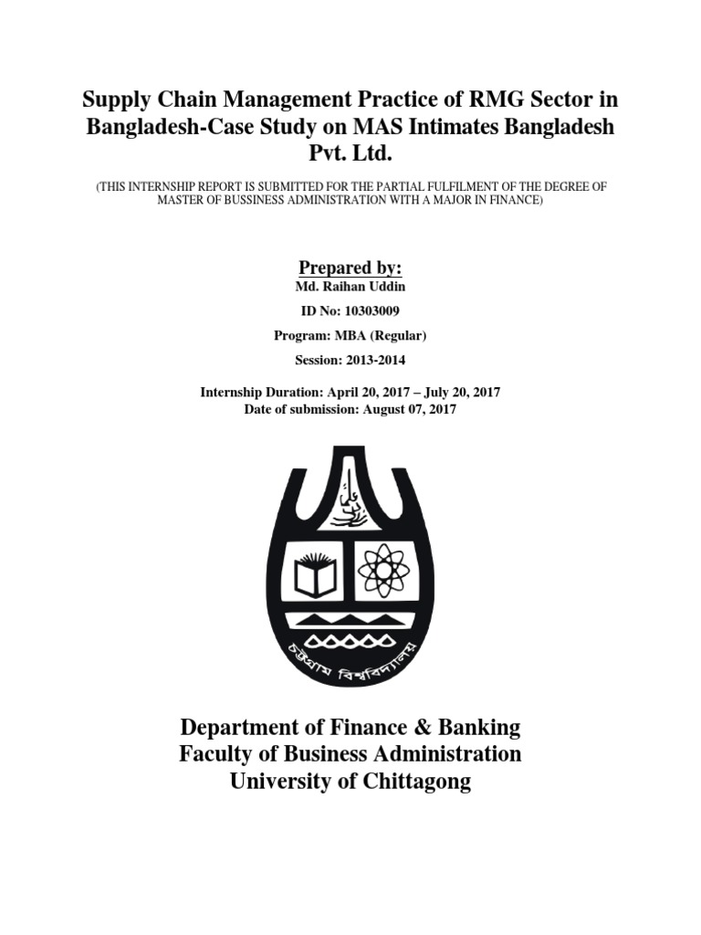 Supply Chain Management Practice of RMG Sector in Bangladesh-Case Study ...