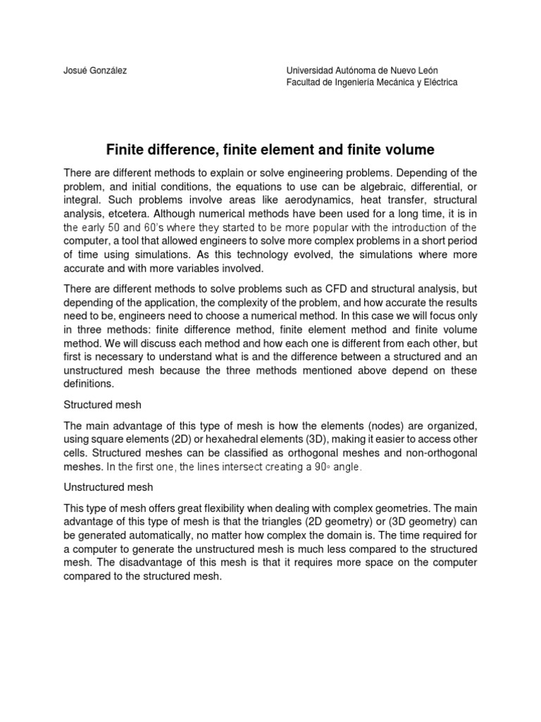 Finite Difference, Finite Element and Finite Volume | Download Free PDF ...