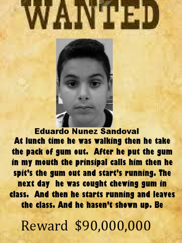 Nunez Eduardo Wanted Poster | PDF | Self-Improvement | Wellness