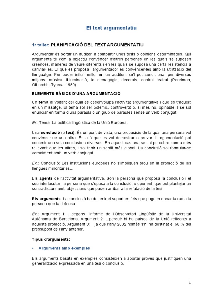El Text Argumentatiu | PDF