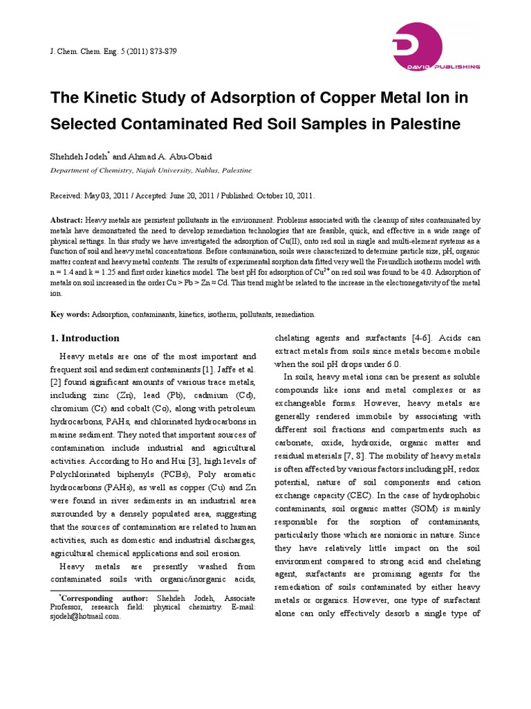 Kinetics Paper | Download Free PDF | Adsorption | Chemical Elements