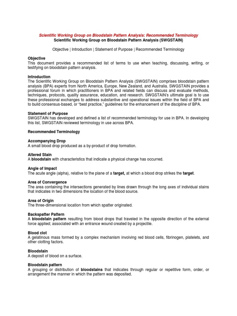 SWGSTAIN Terminology | PDF | Nature