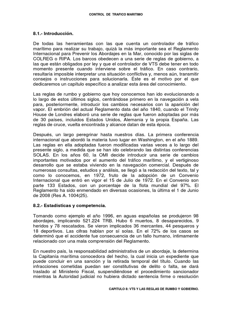 Cap 8 VTS y Las Reglas de Rumbo y Gobierno | PDF | Barcos | Buques