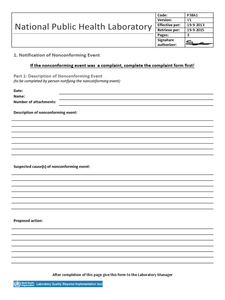 Template Nonconformity Form | PDF | Business
