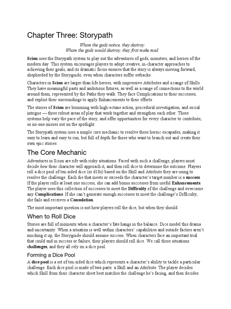 Chapter Three: Storypath: The Core Mechanic | PDF | Leisure