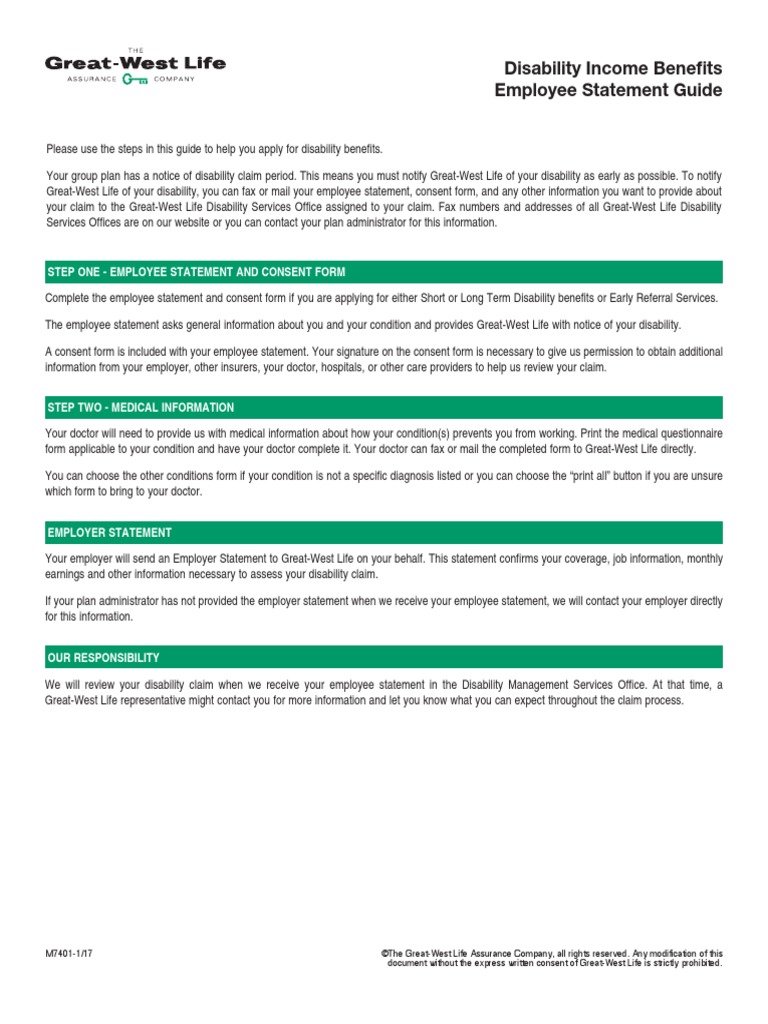 Disability Income Benefits Employee Statement Guide | PDF | Pension ...