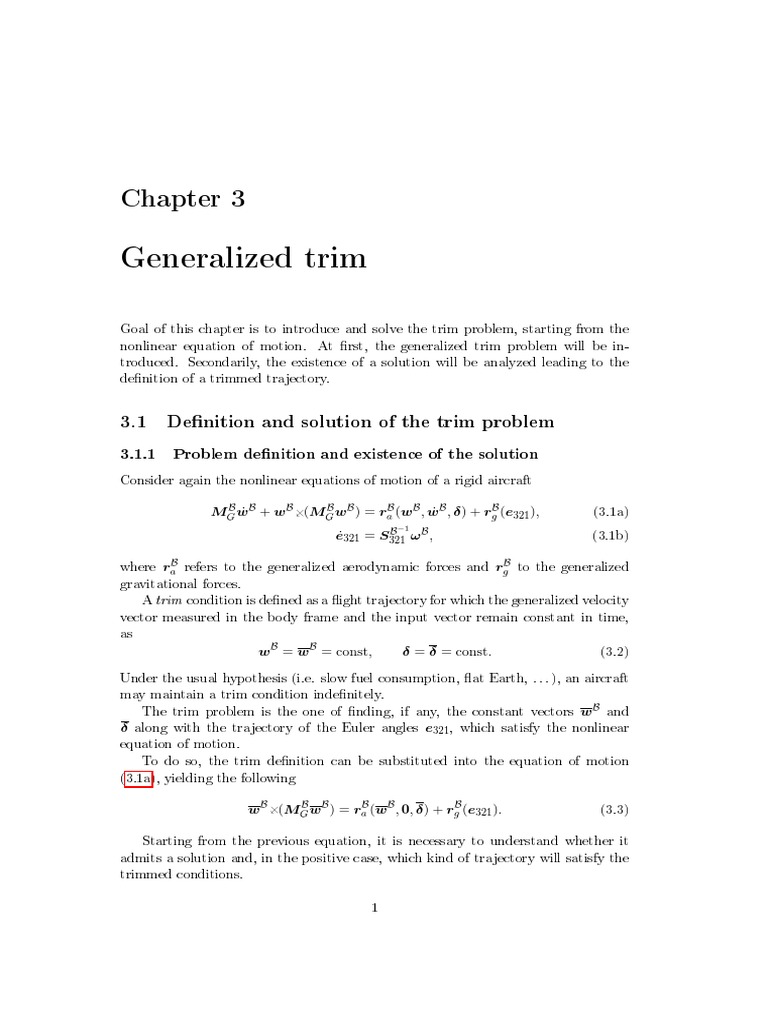 Generalized Trim Problem Overview | PDF | Trajectory | Trigonometric ...