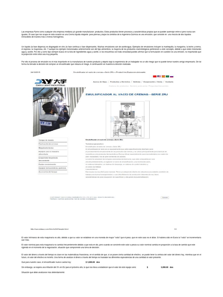 Caso Practico Ejemplo U2 | PDF | Emulsión | Euro