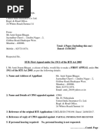 Second Appeal Format Under RTI2005 | PDF | Mail | Complaint