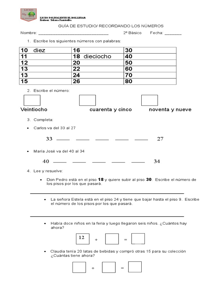 Guia de Matematica Segundo Basico | PDF