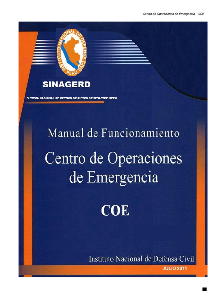 Manual de Funcionamiento COE 2011 PDF | PDF | Defensa Civil | Recursos humanos