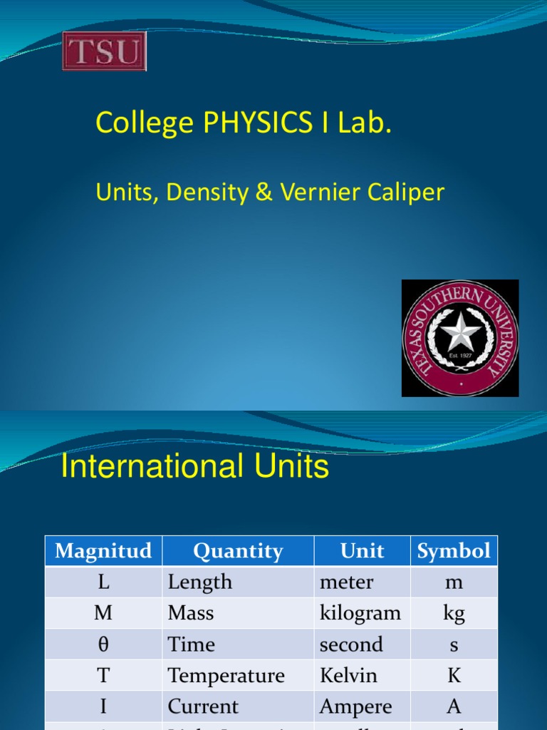 College Physics I Lab: Units & Measurements | PDF | Measurement | Kilogram