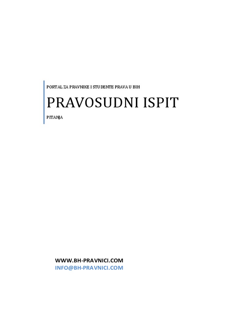Pravosudni Ispit - Pitanja | PDF