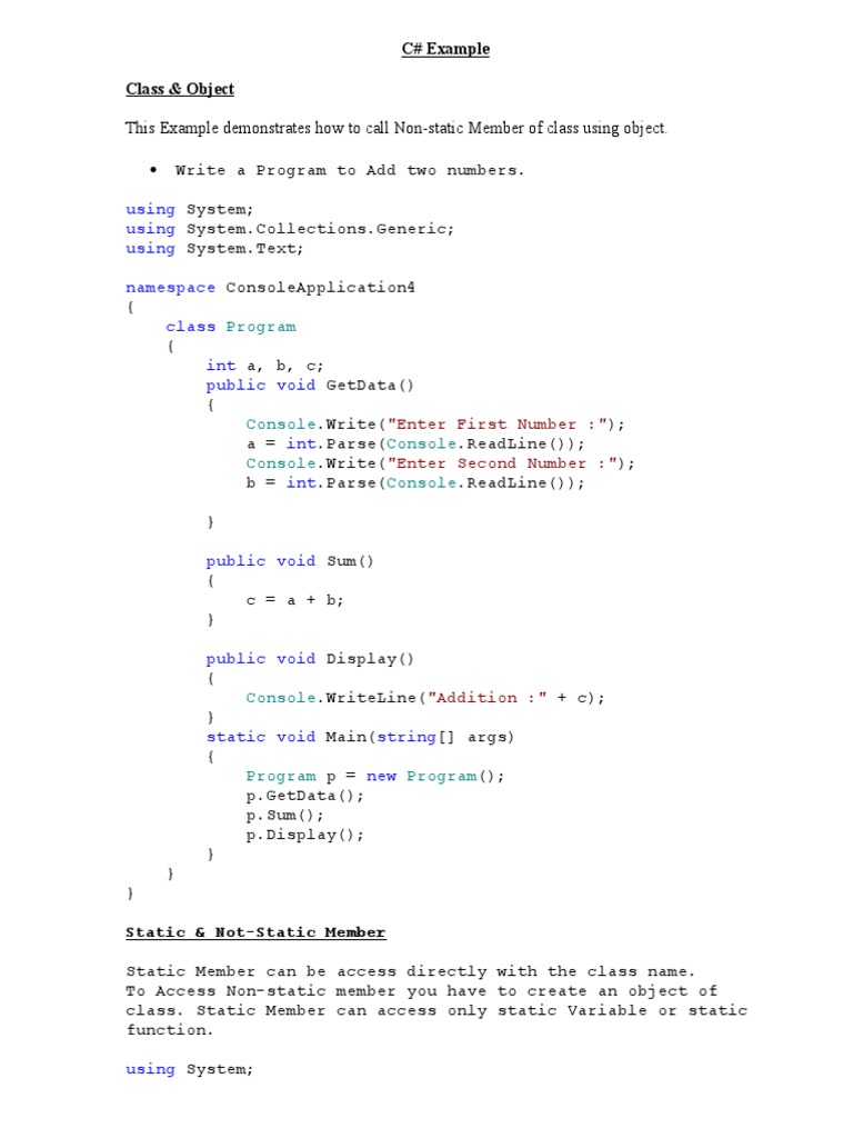 Using Using Using Namespace Class Int Public Void: C# Example Class ...