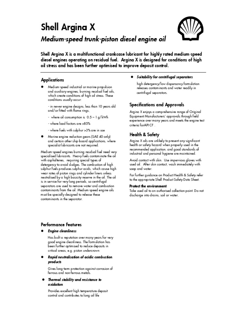 Shell Argina X PDF | PDF | Motor Oil | Diesel Engine