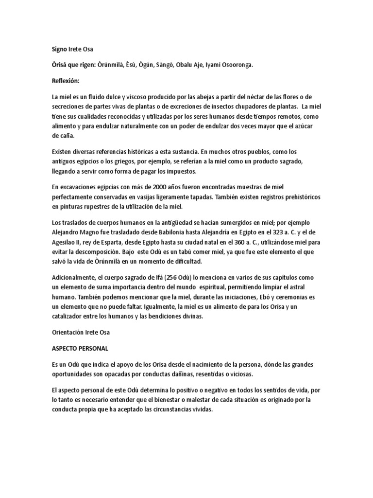 Signo Irete Osa | PDF | Miel | Religión y creencia