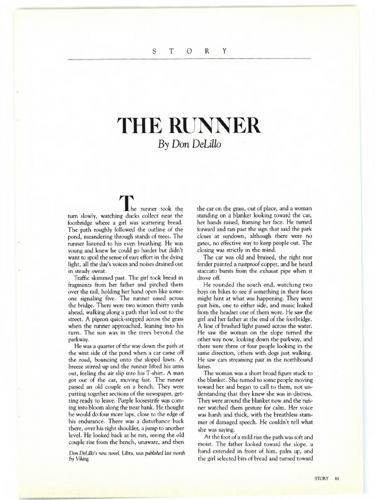 DeLillo The - Runner Sep1988 PDF | PDF | Transport | Nature
