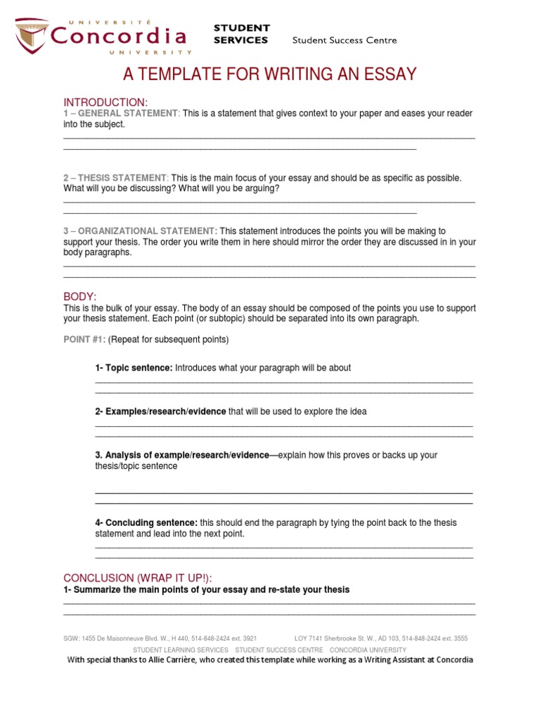 Essay Writing Template | PDF | Essays | Thesis