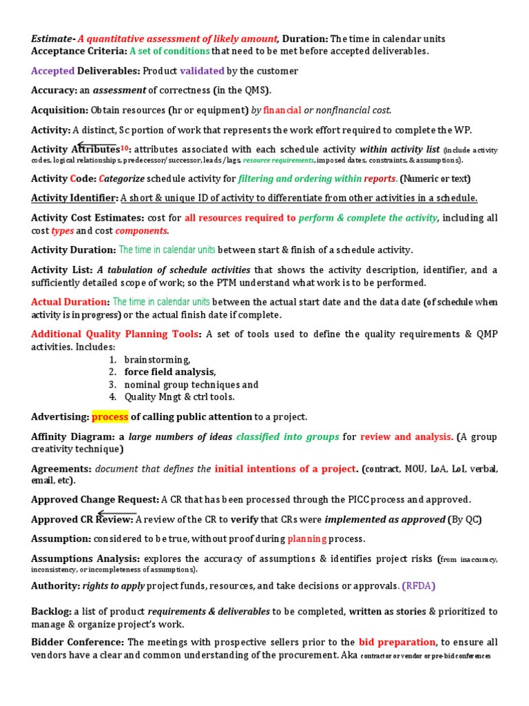Project Planning Tools and Techniques Reference Guide | PDF | Project ...