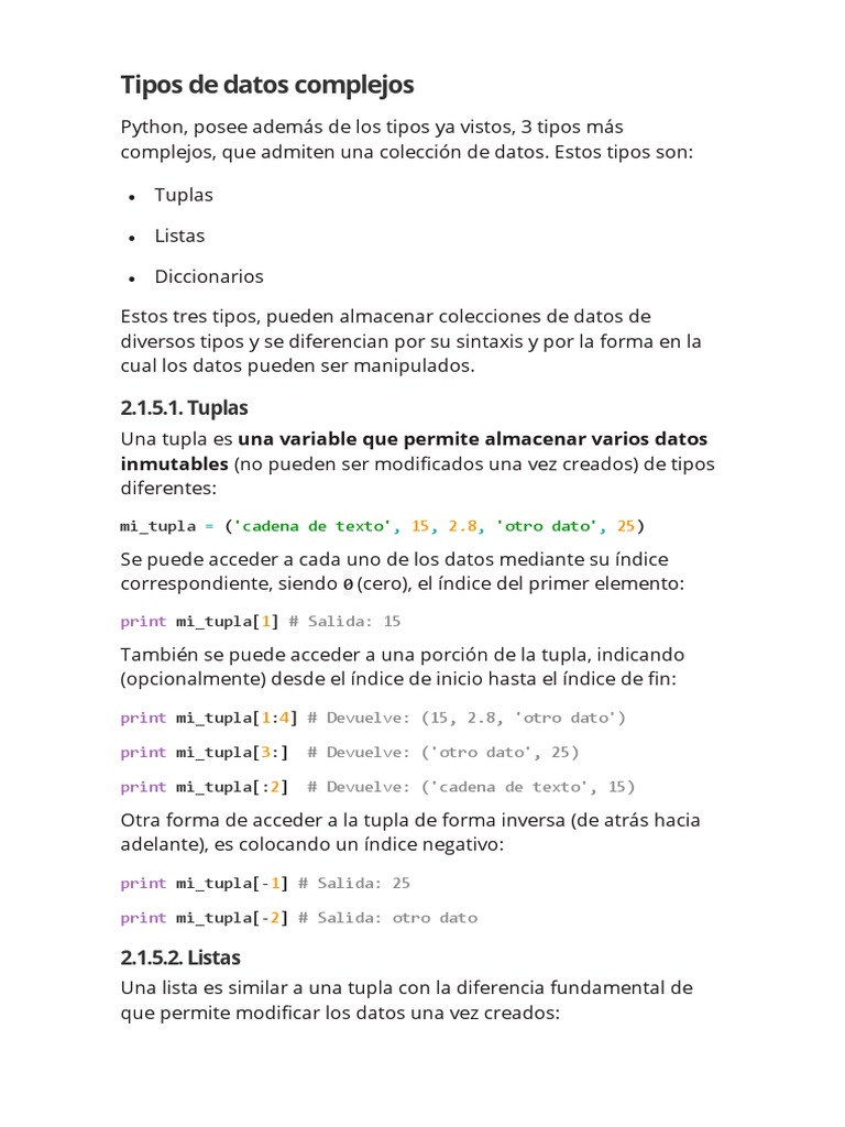 tipos de datos complejos en python