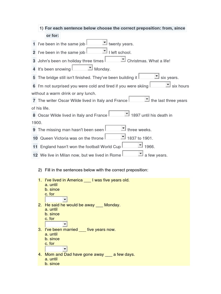 Preposition Practice Exercises | PDF | Sports