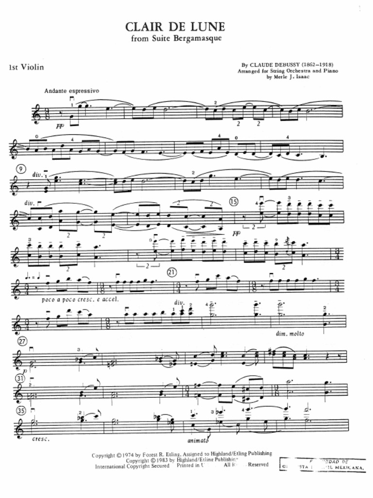 Score DEBUSSY - Claro D Luna - String | PDF