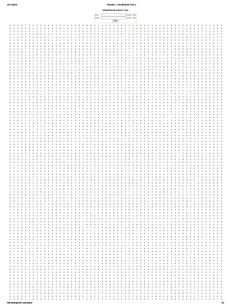 Results of the Kraepelin-Pauli Psychological Assessment Test for an ...