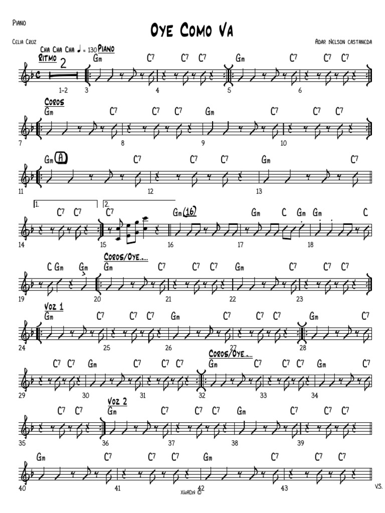 Oye Como Va - Piano