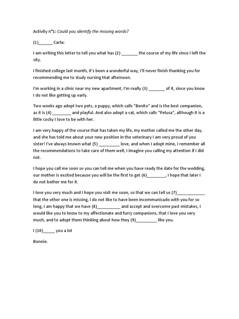 A Letter of Updates: Bonnie Writes to Her Sister Carla About Life ...