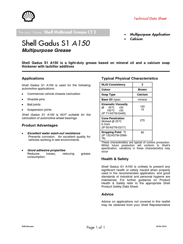 Shell Gadus S1 A150 2 From Multiroad CT2 | Materials | Nature