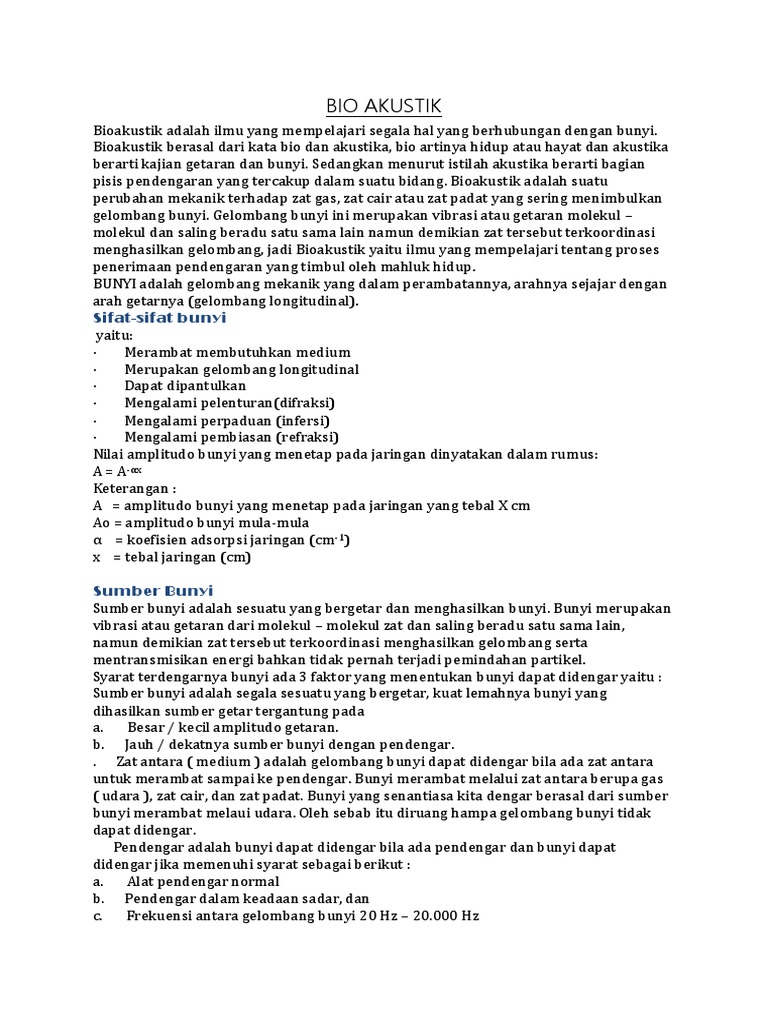 Bioakustik Adalah Ilmu Yang Mempelajari Segala Hal Yang Berhubungan ...