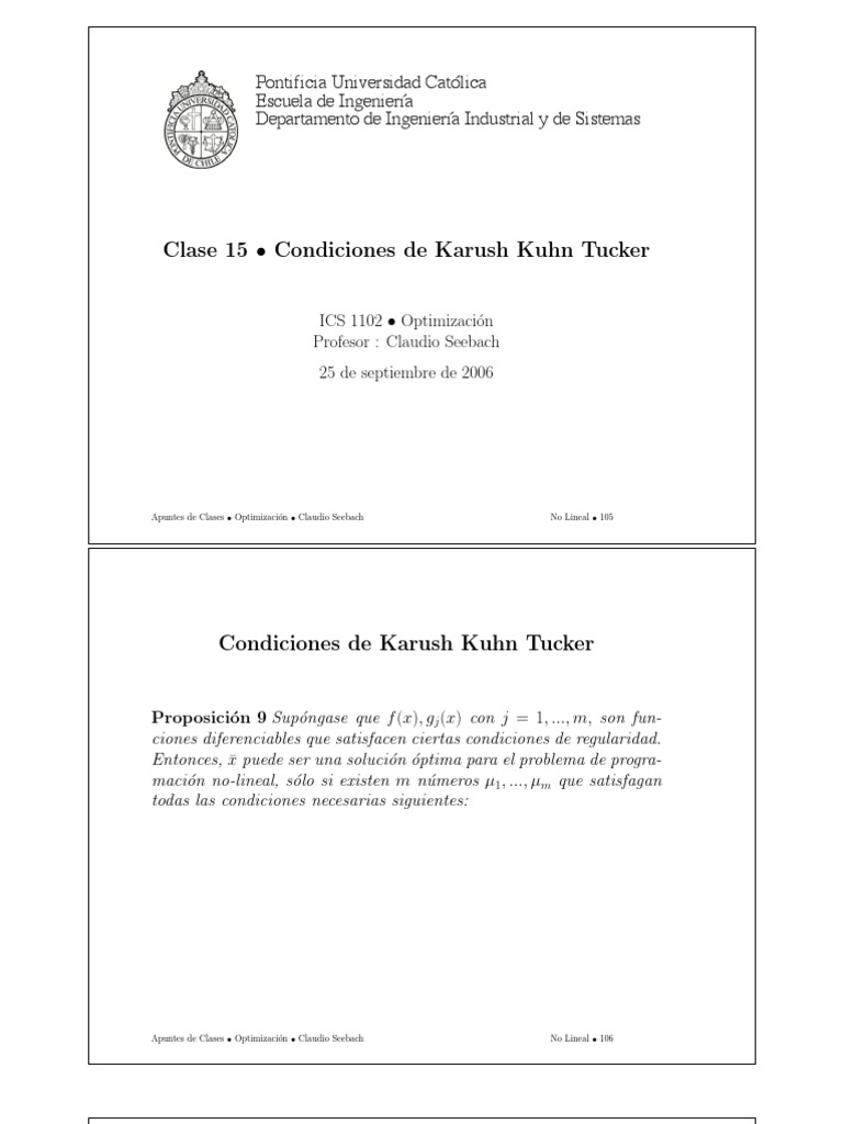 Condiciones KKT en Optimización No Lineal | PDF | Conjunto convexo | Programación lineal