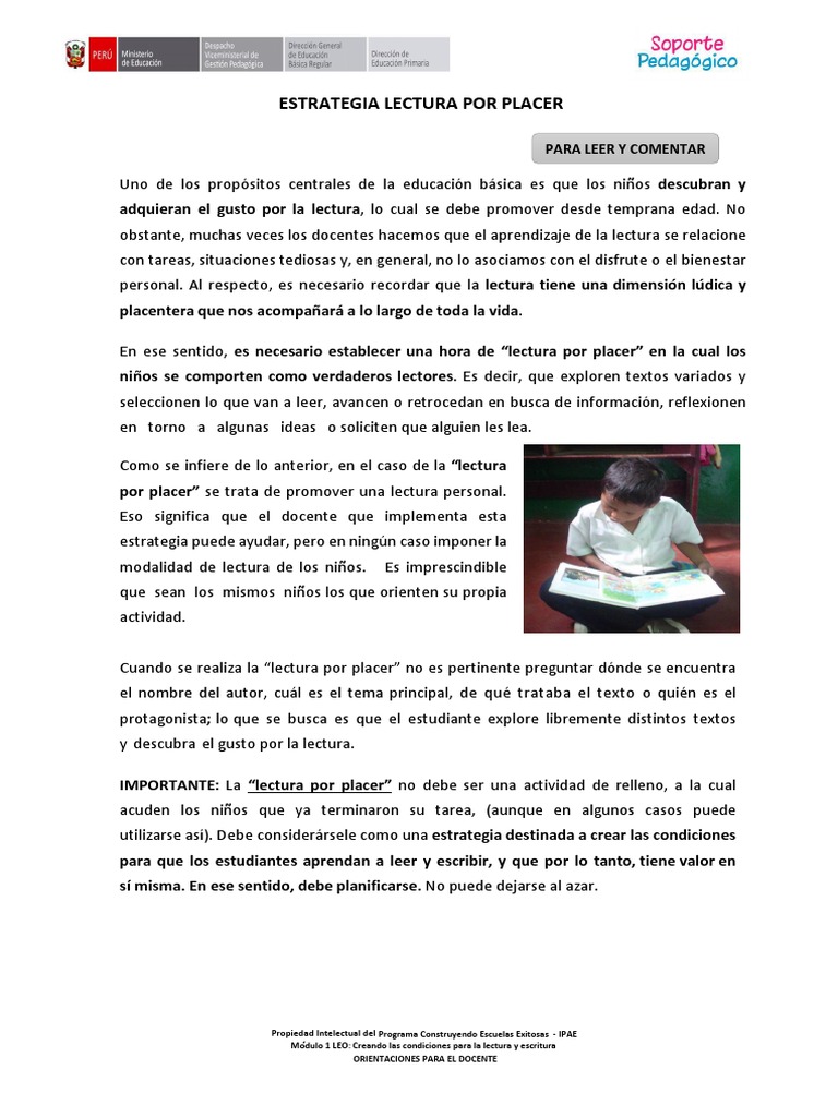 Estrategias de Lectura por Placer en Aulas | PDF | Lectura (proceso ...