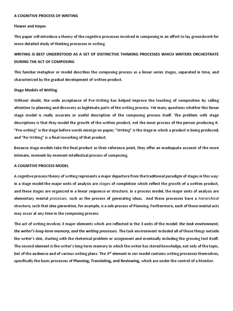Cognitive Process Theory of Writing | PDF | Writers | Memory