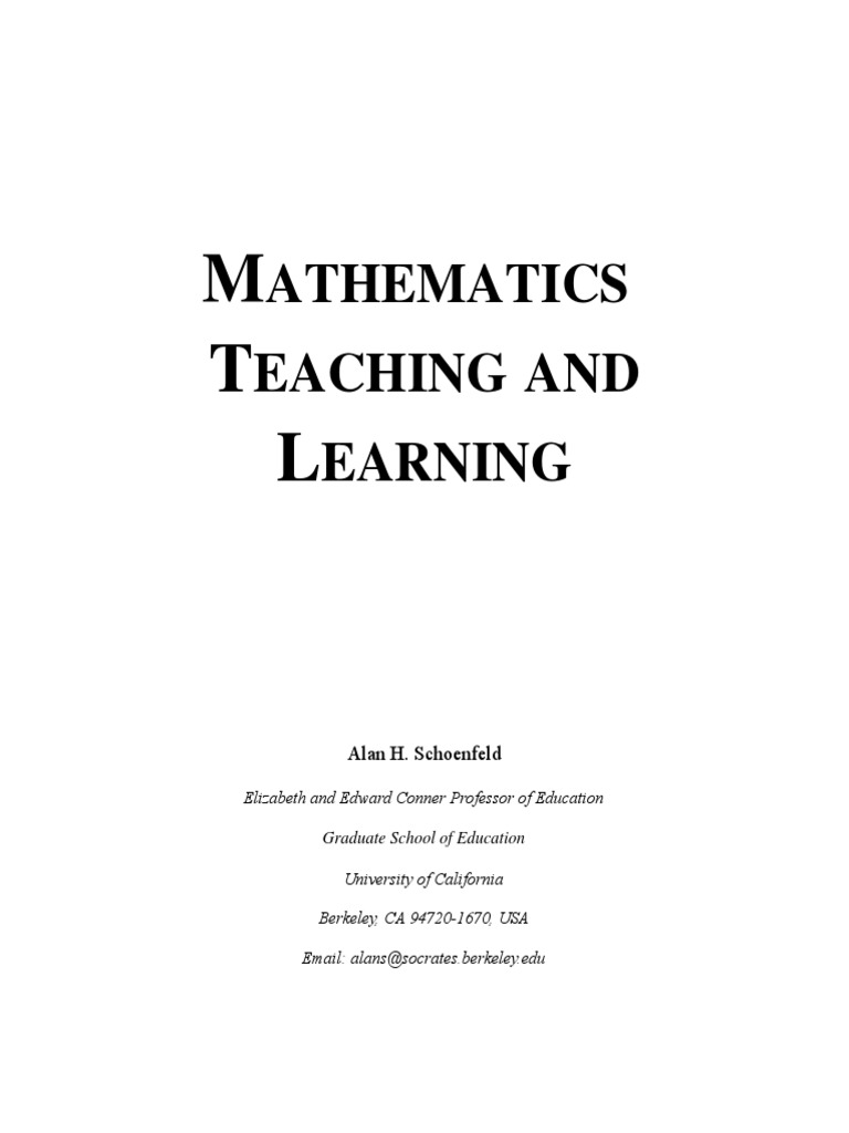 Athematics Eaching AND Earning: Alan H. Schoenfeld | PDF | Behaviorism ...