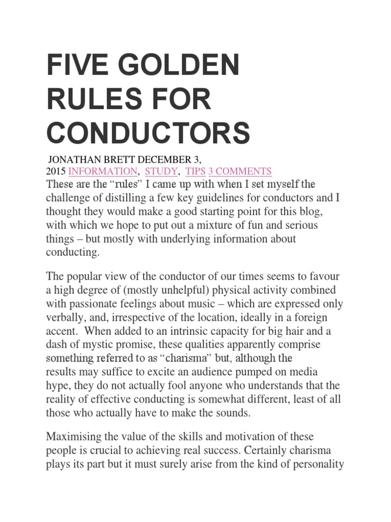 Five Golden Rules For Conductors | PDF | Conducting | Information