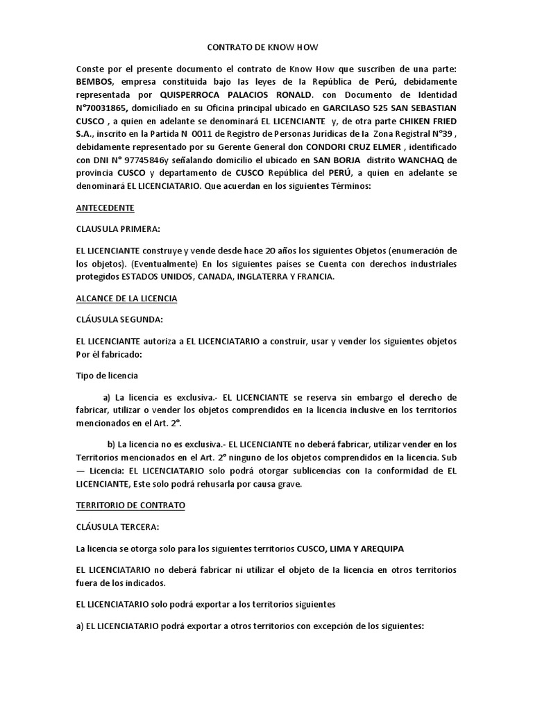 Contrato de Know How U | PDF | Pago de regalías | Inteligencia artificial
