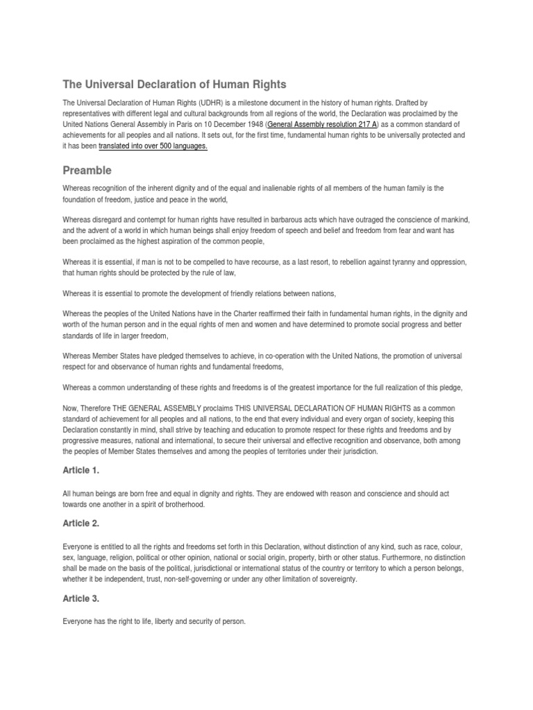 Overview of the Universal Declaration of Human Rights | PDF | Human ...