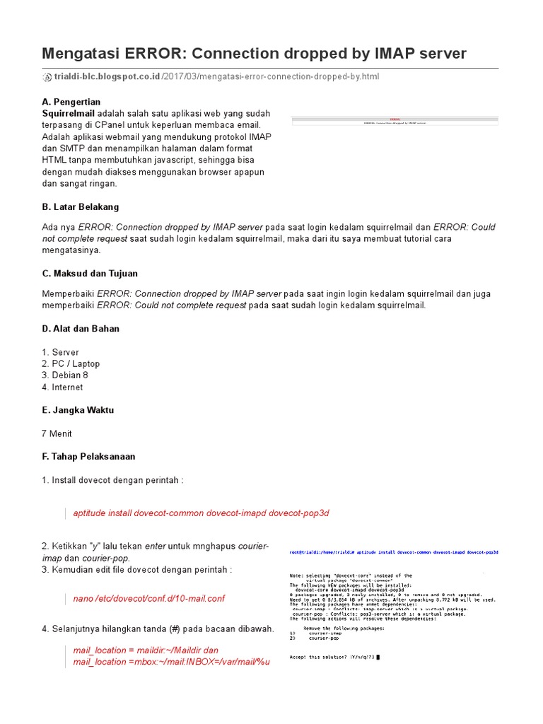 Mengatasi ERROR - Connection Dropped by IMAP Server - Trialdi - BLC ...
