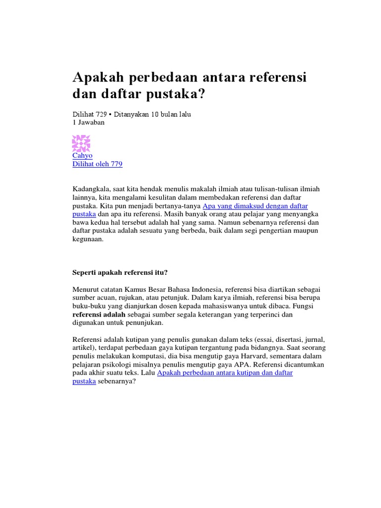 Apakah perbedaan antara referensi dan daftar pustaka.docx