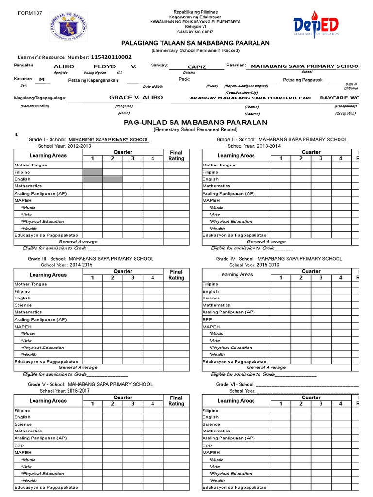 Form 137-E | PDF
