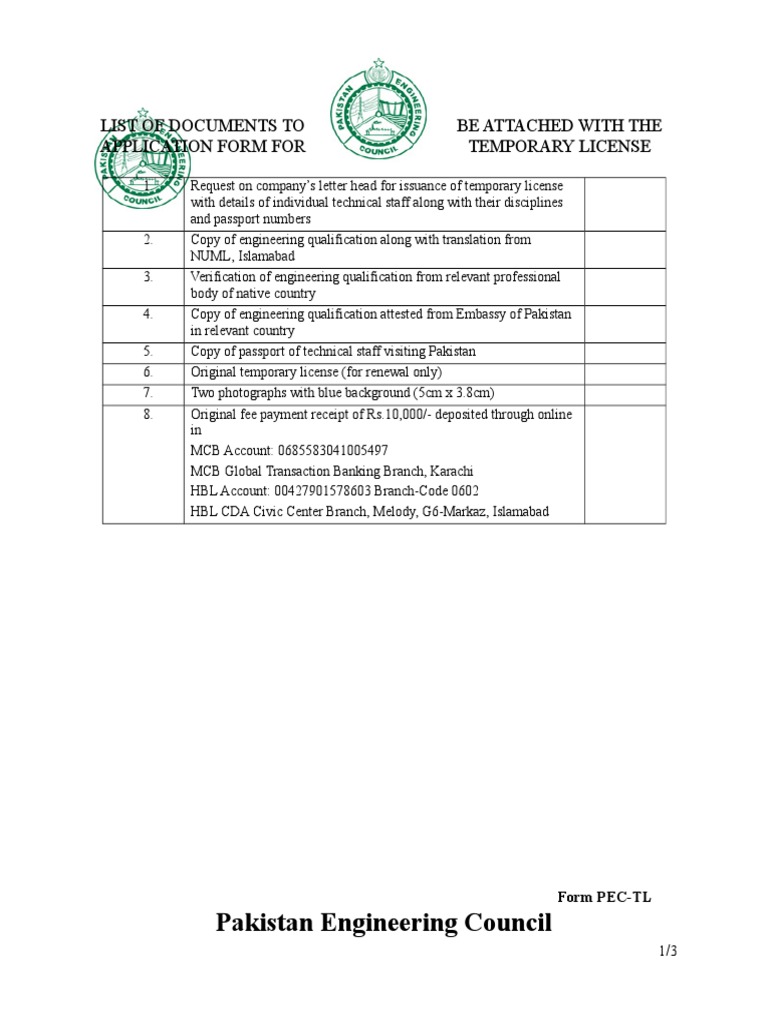 Form PEC-TL (Final) | PDF | Islamabad | World Politics
