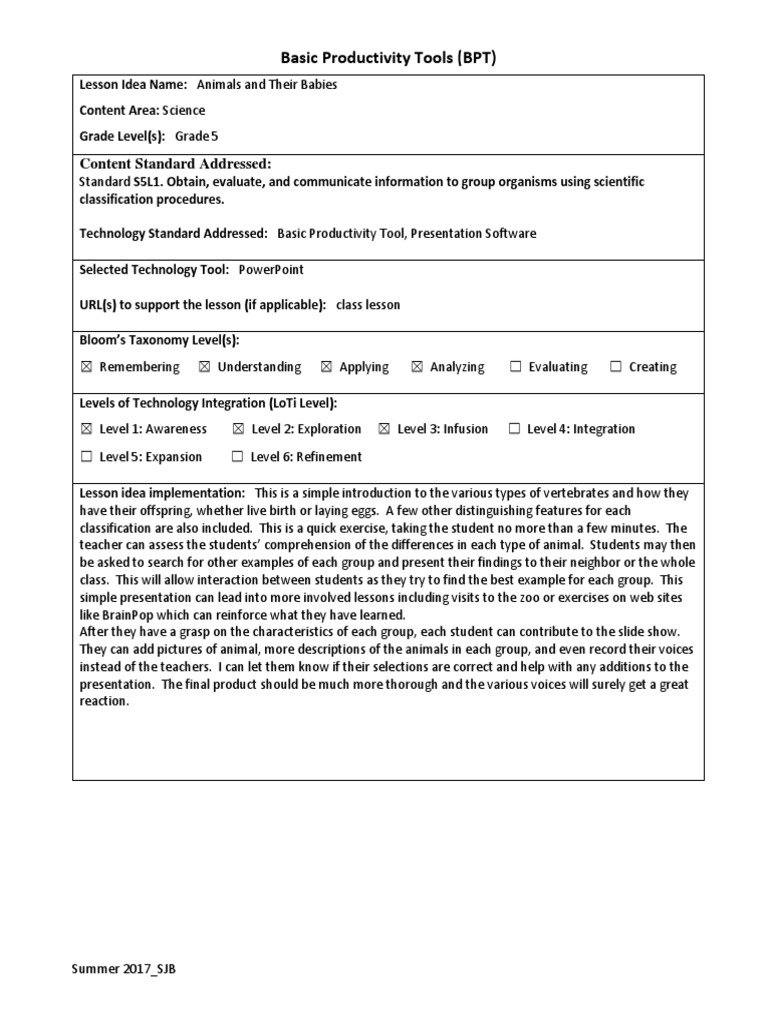 Basic Productivity Tools (BPT) : Content Standard Addressed | PDF