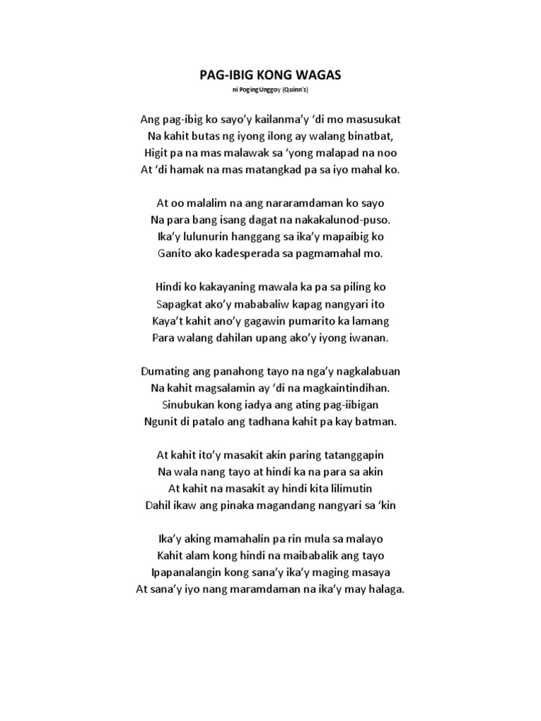 Pag-Ibig Kong Wagas - Tula | PDF