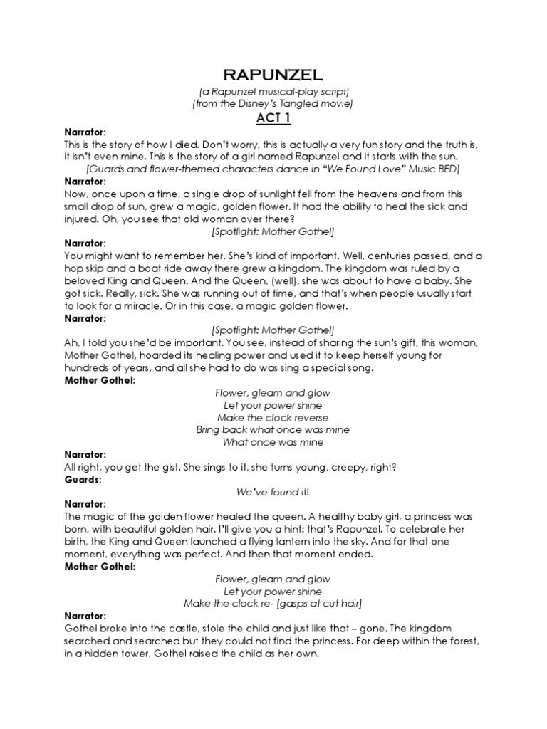Rapunzel Seeks Permission: An Excerpt from Rapunzel (a Rapunzel Musical ...