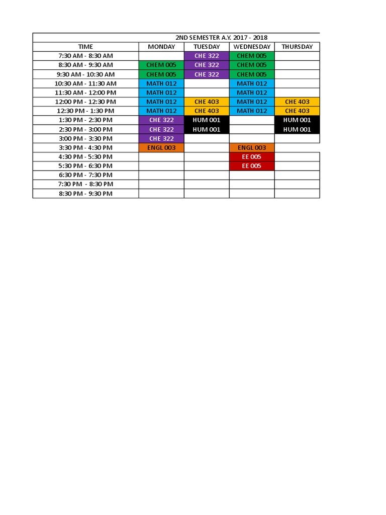 2nd Semester Schedule | PDF