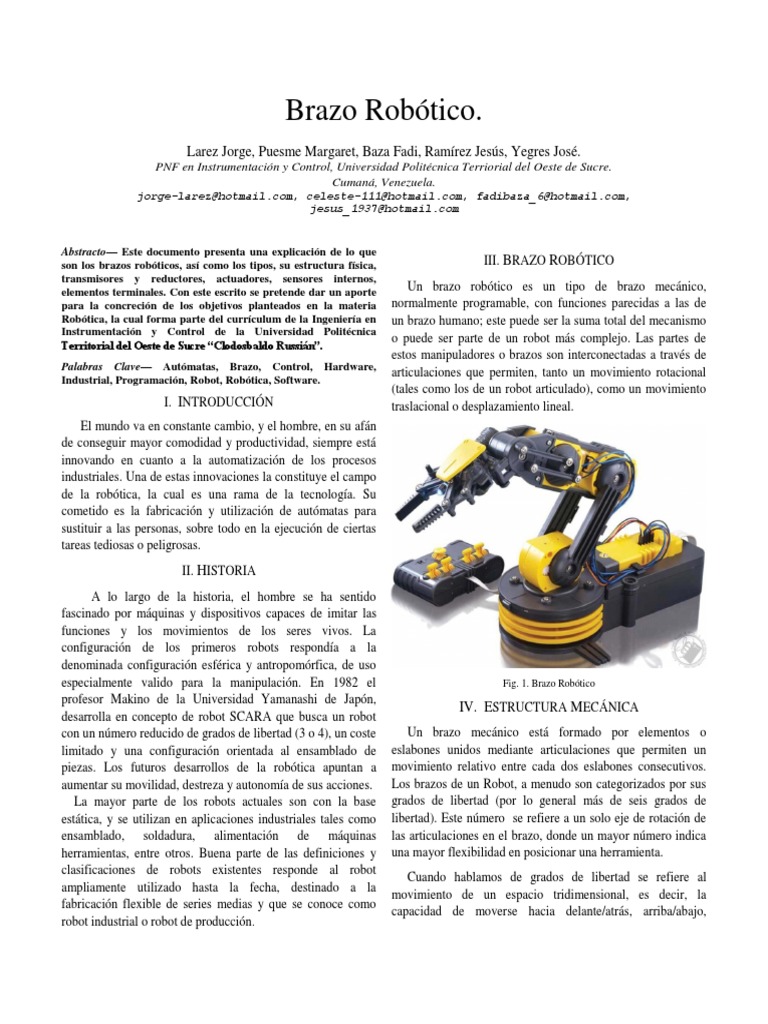 Brazo Robotico Paper PDF | PDF | Solenoide | Robot